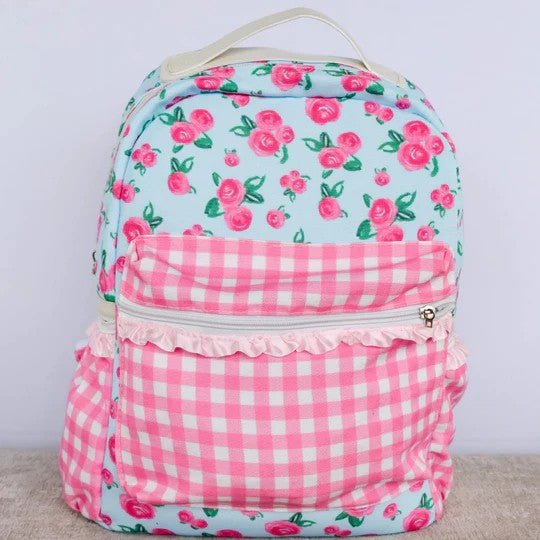 BA0217--floral and pink plaid backpack – SUTUTU06