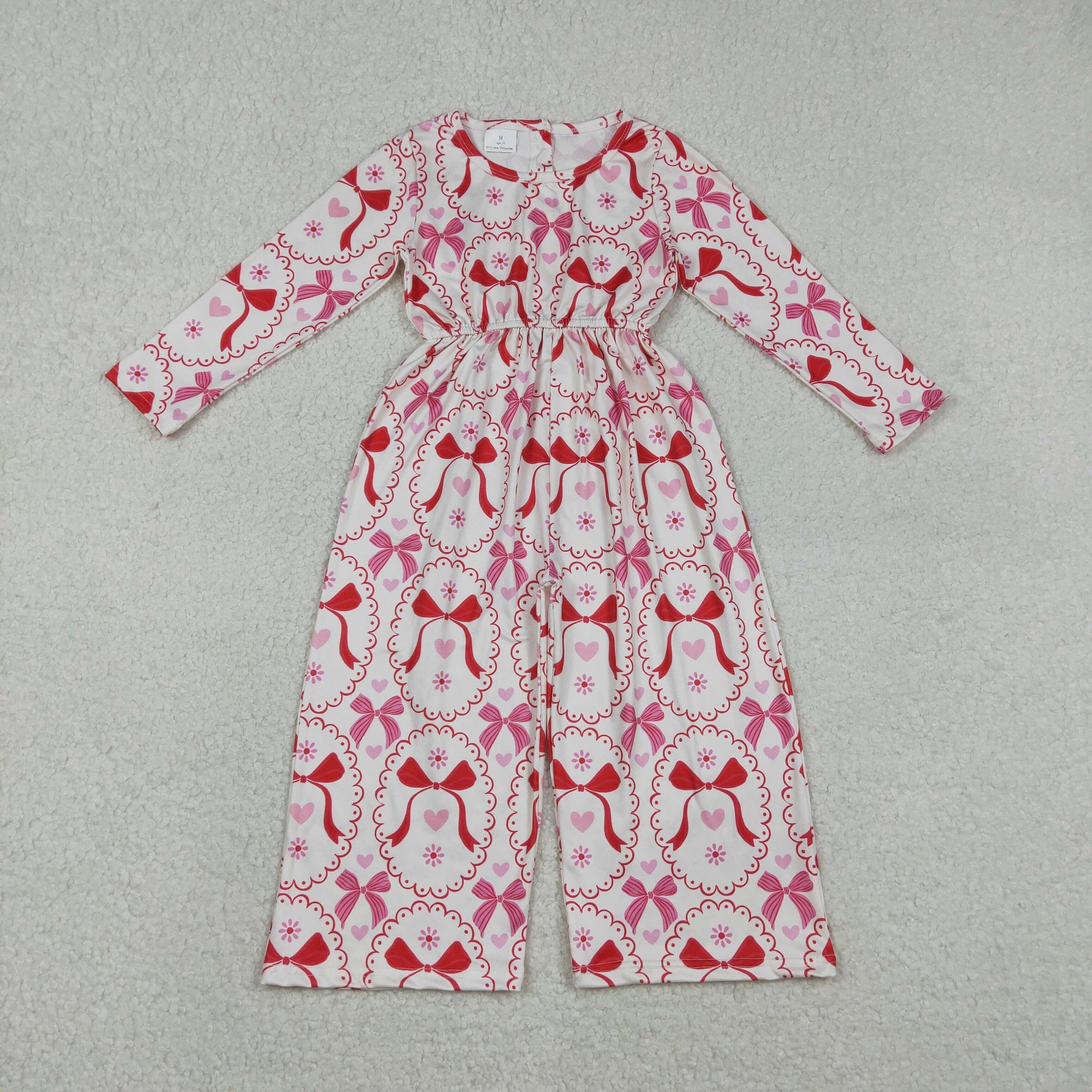 LR2713 baby girls Valentine's Day love heart bow long sleeve Jumpsuit ...