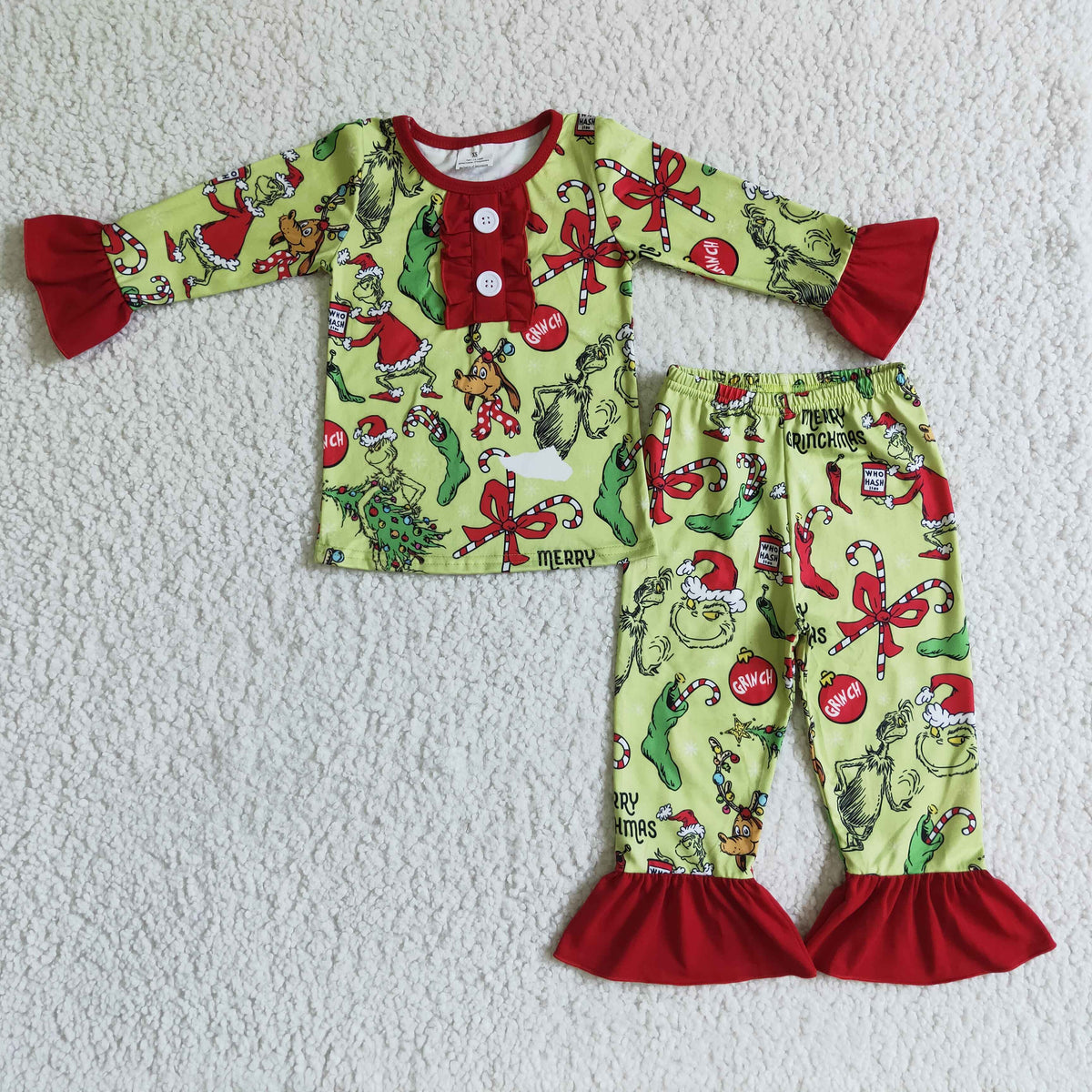 Christmas green cartoon girls pajamas clothing – SUTUTU06